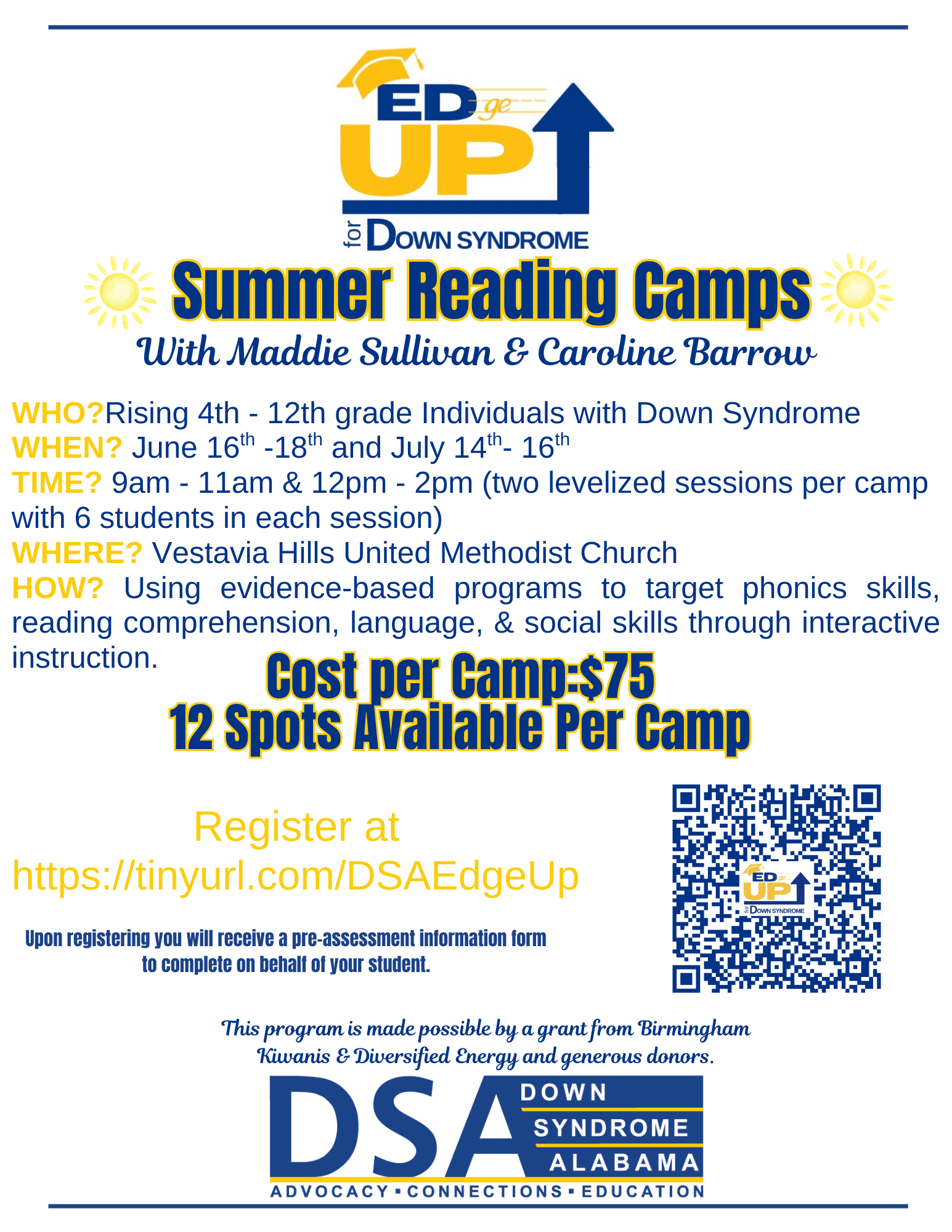 DSA EDGE UP Summer Reading Camp - Down Syndrome Alabama